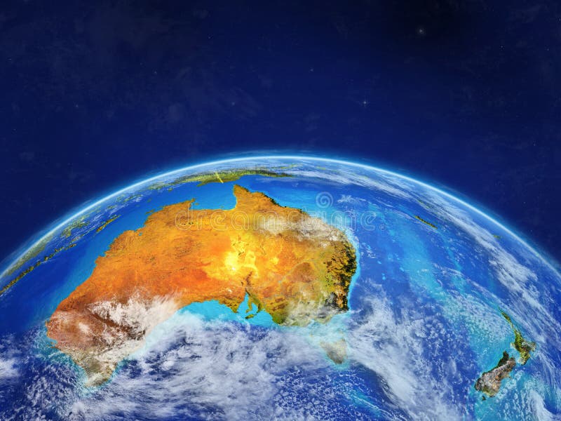 Australia on Earth with Borders Stock Illustration - Illustration of ...
