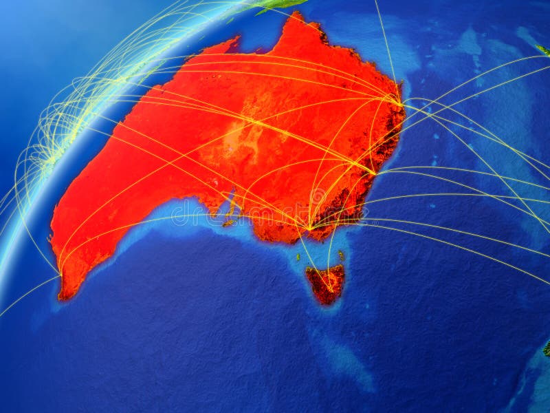 Australia on Earth with Network Stock Illustration - Illustration of ...