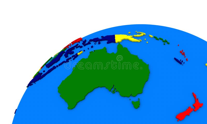 Australia on Earth Political Map Stock Illustration - Illustration of ...