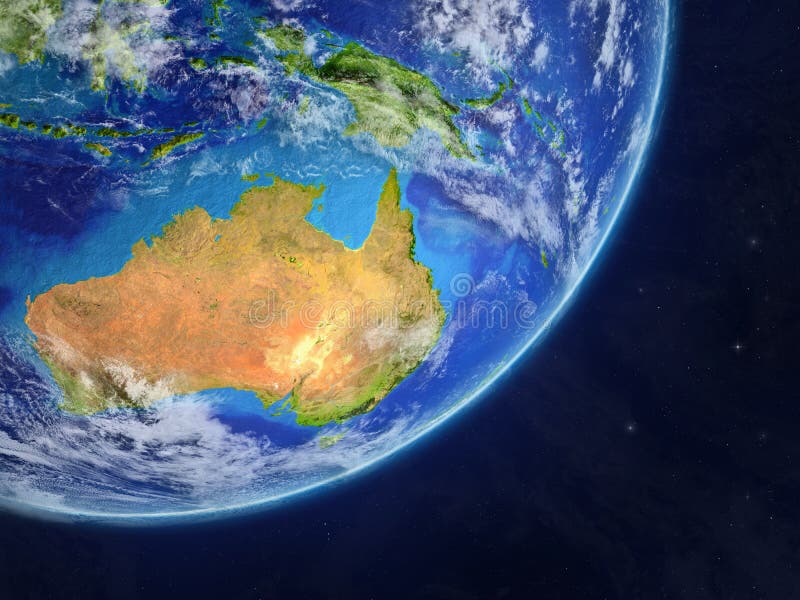 Australia on Earth from Space Stock Illustration - Illustration of ...