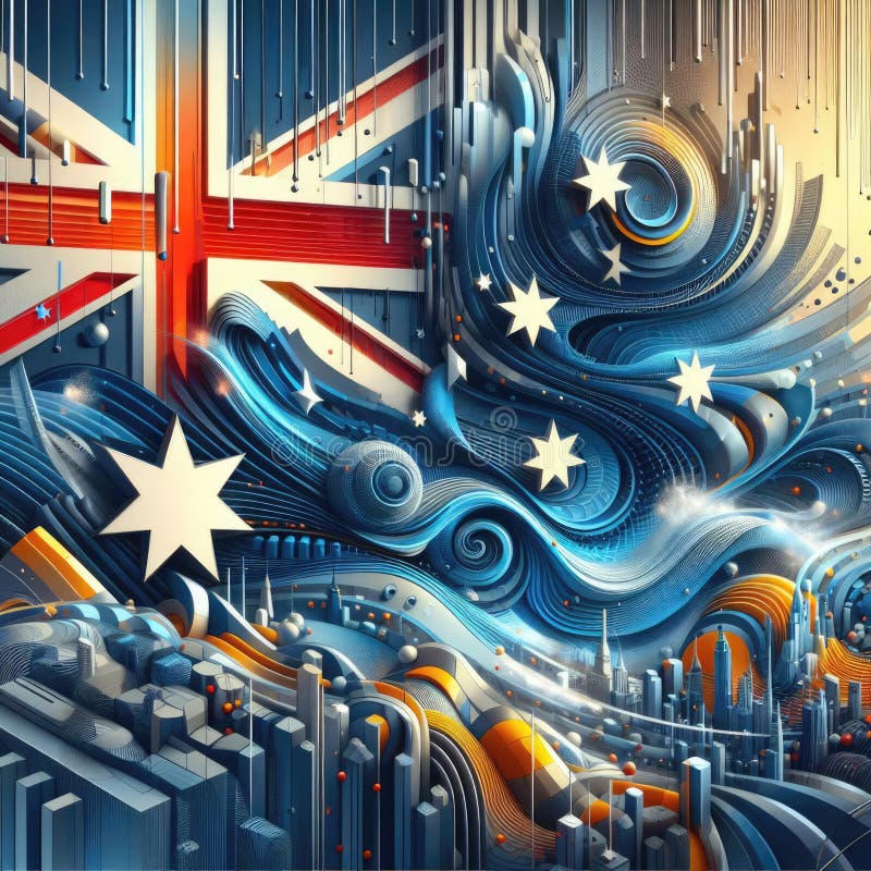 Australia Flag in Abstract 3d Digital Art Form Stock Illustration ...