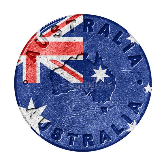 Australia Flag Button with Map Stock Illustration - Illustration of ...
