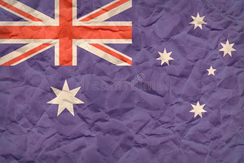Australia Flag on Crumpled Sack Paper Stock Illustration - Illustration ...