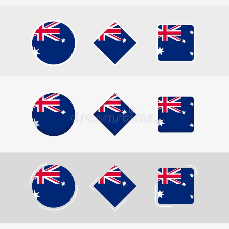 Australia Flag Icons Set, Vector Flag of Australia Stock Vector ...