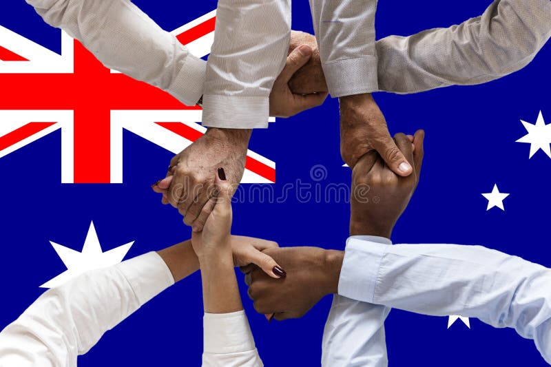 Australia Flag, Intergration of a Multicultural Group of Young People ... Australia Flag, Intergration of a Multicultural Group of Young People ...