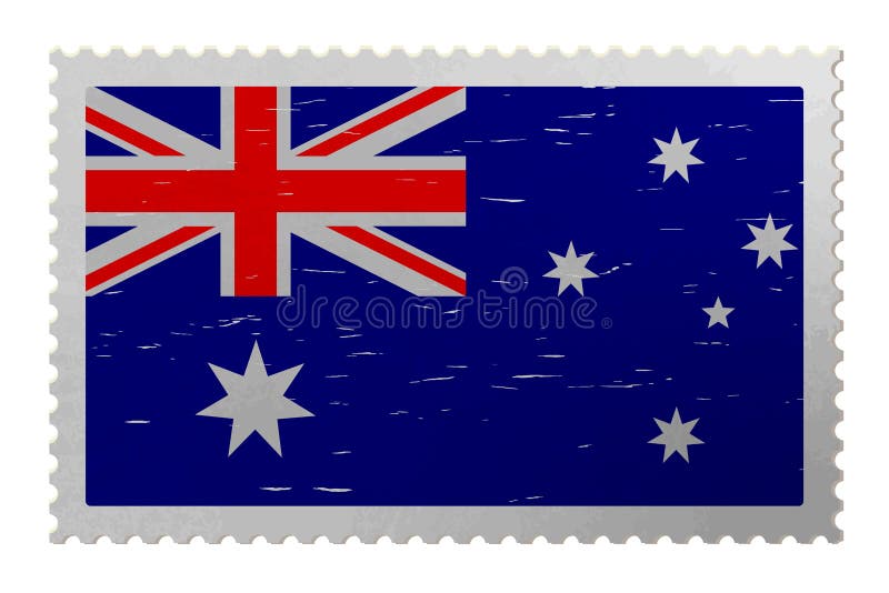 Australia Flag on Old Postage Stamp, Vector Stock Illustration ...