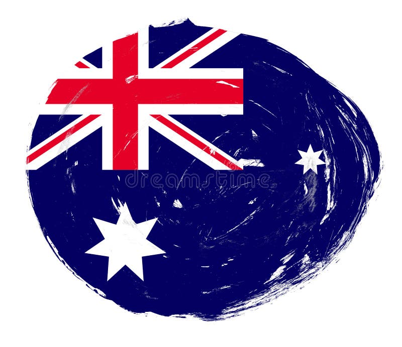 Australia Flag Painted on a Distressed White Stroke Brush Background ...
