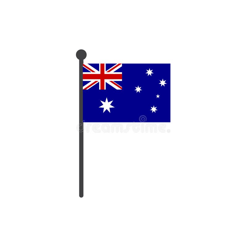 Australia Flag with Pole Icon Vector Isolated on White Background Stock ...