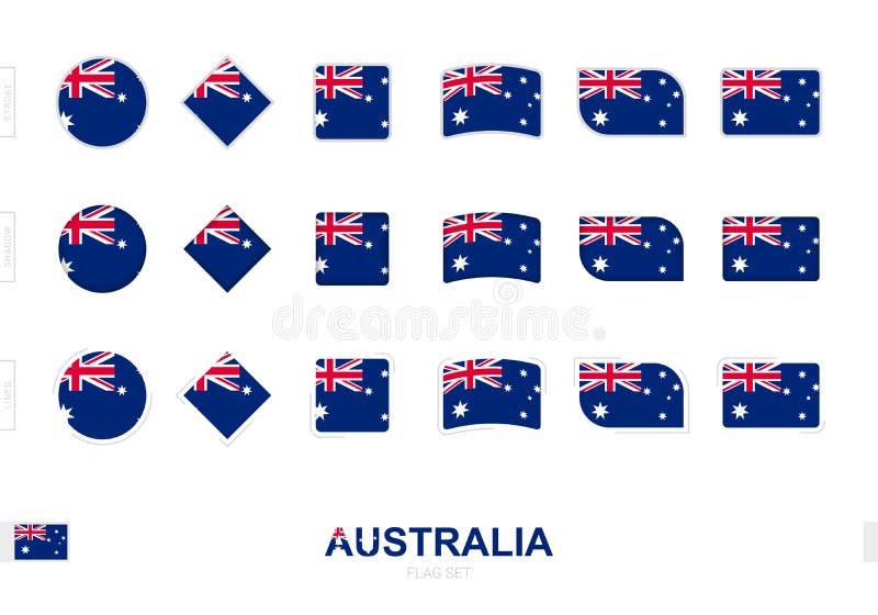 Australia Flag Set, Simple Flags of Australia with Three Different ...