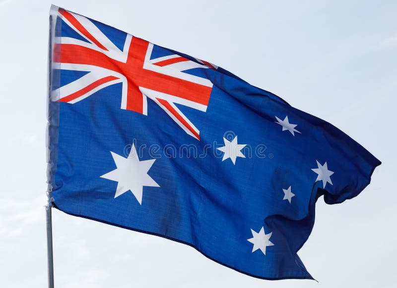 Australia flag in the sky stock photo. Image of patriotism - 253509212