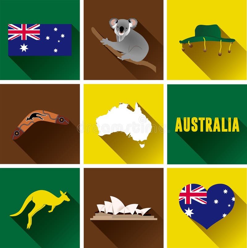 Australia Flat Icon Set editorial image. Illustration of flat - 63028675