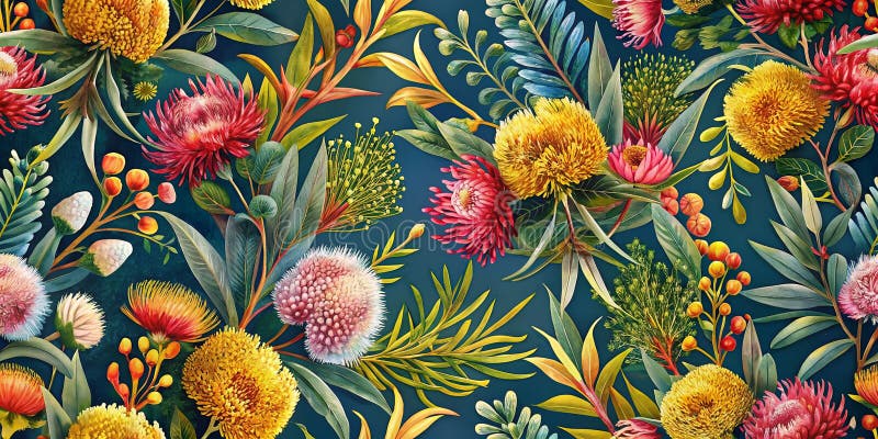 Australia Flowers Pattern Background AI-Generated Content Stock Photo ...