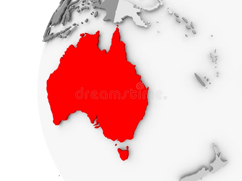 Australia on grey globe stock illustration. Illustration of political ...