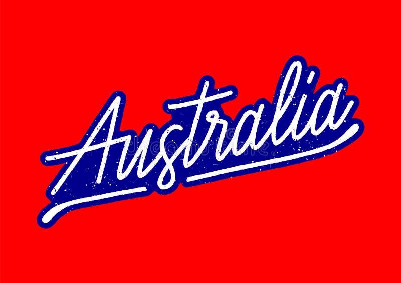 Australia Hand Lettering with Abstract Blue and White Colors on Red ...