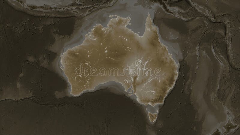 Australia Highlighted. Sepia Stock Illustration - Illustration of ...