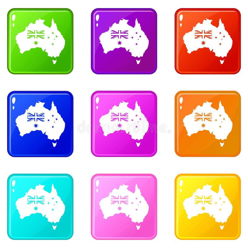 Australia icons 9 set stock vector. Illustration of banner - 96143412