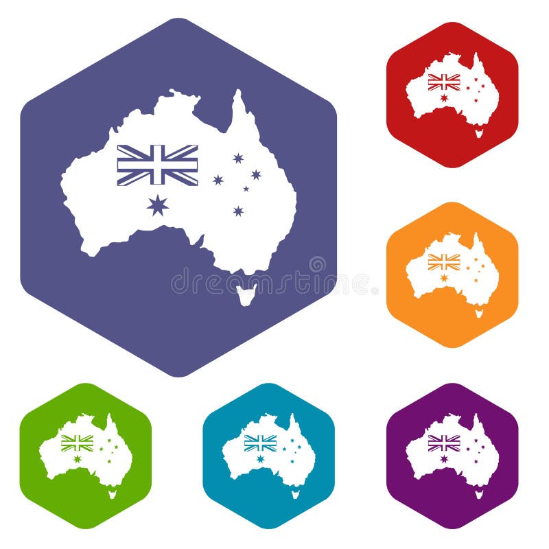 Australia Icons Set Hexagon Stock Vector - Illustration of country ...
