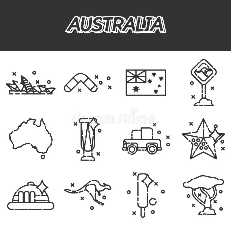 Australia icons set stock vector. Illustration of landmark - 84160046