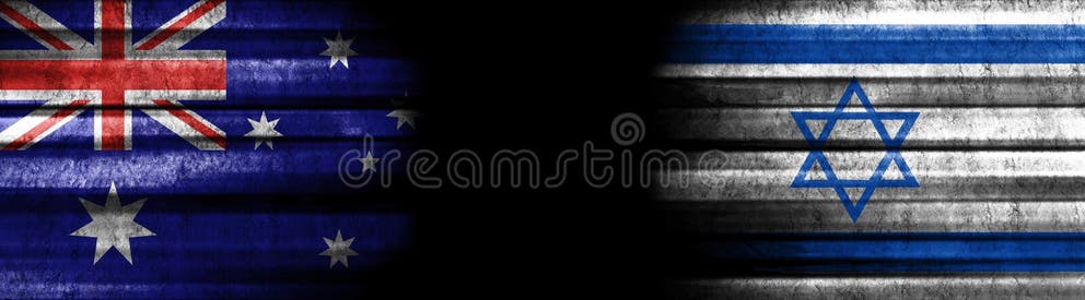 Australia and Israel Flags on Black Stock Photo - Image of politics ...