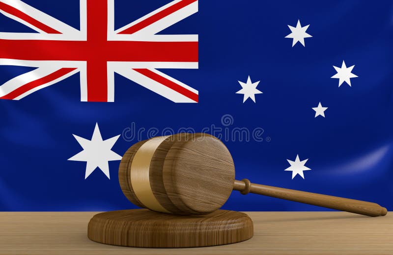 Australia Law and Justice System with National Flag Stock Illustration ...