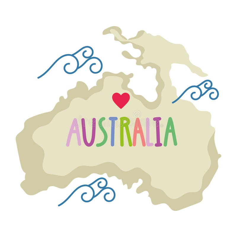 Australia Lettering En El Mapa Ilustración del Vector - Ilustración de ...