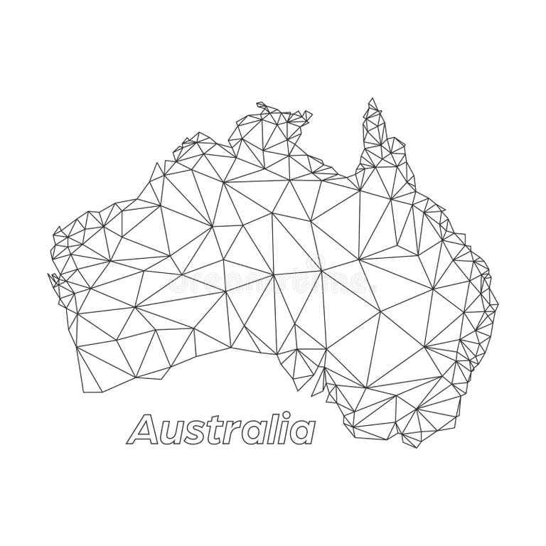 Australia Low Poly Connected Triangle Geometric Line Pattern Map Vector ...