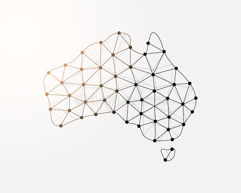 Australia Low Poly Symbol with Connected Dots. Australia Map Design ...