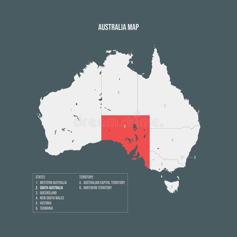 Vector Map of Australia with States and Territories - South Australia ...