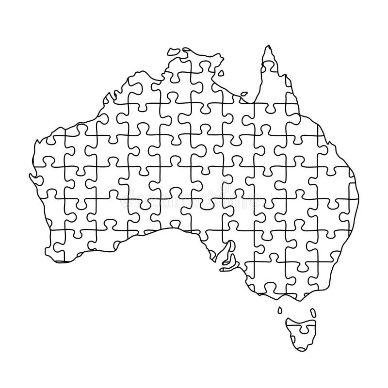 Australia Map from Black Isolines or Level Line Geographic Topographic ...