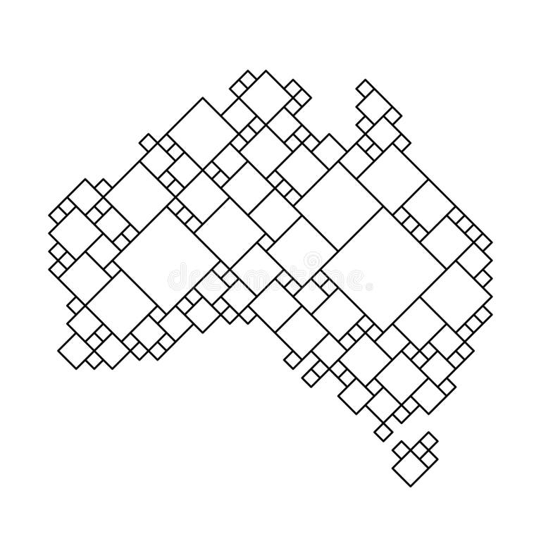 Australia Map from Black Pattern from a Grid of Squares of Different ...
