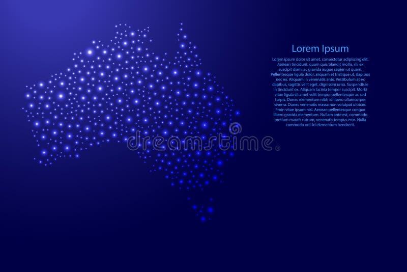 Australia Map from Blue and Glowing Space Stars Abstract Concept ...