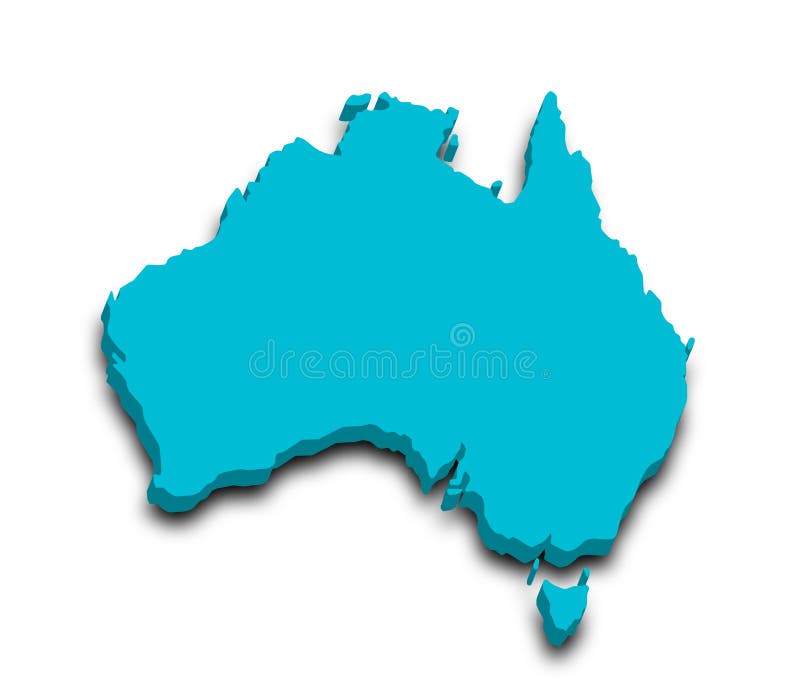 Australia Map in Blue and Including a Clipping Path. High Quality 3D ...