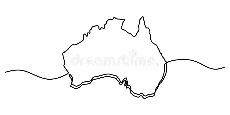 Australia Map Continuous One Line Drawing. Minimalist Vector ...