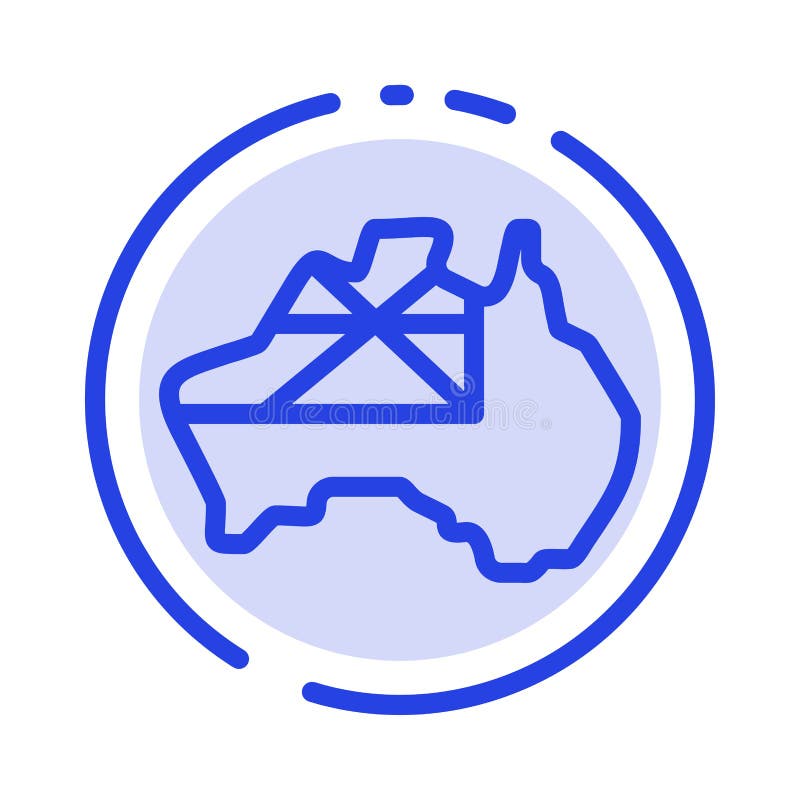 Australia, Map, Country, Flag Blue Dotted Line Line Icon Stock Vector ...