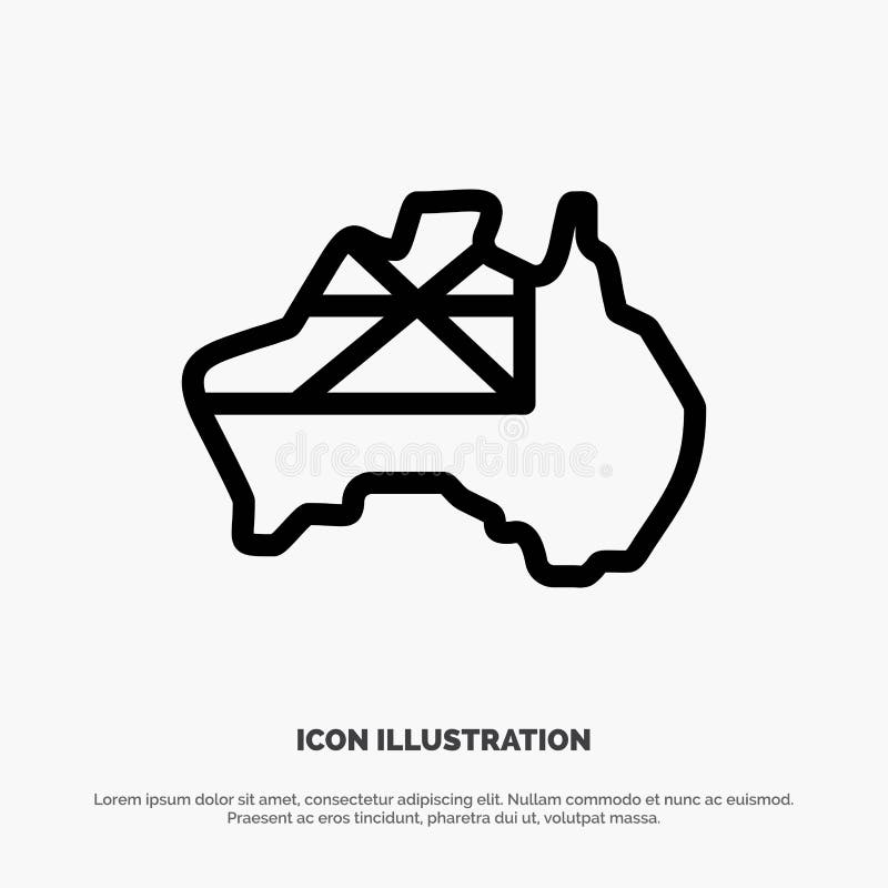 Australia, Map, Country, Flag Line Icon Vector Stock Vector ...