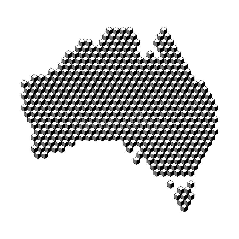 Australia Map from 3D Black Cubes Isometric Abstract Concept, Square ...