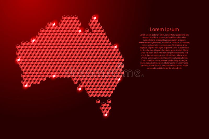 Australia Map from 3D Red Cubes Isometric Abstract Concept, Square ...