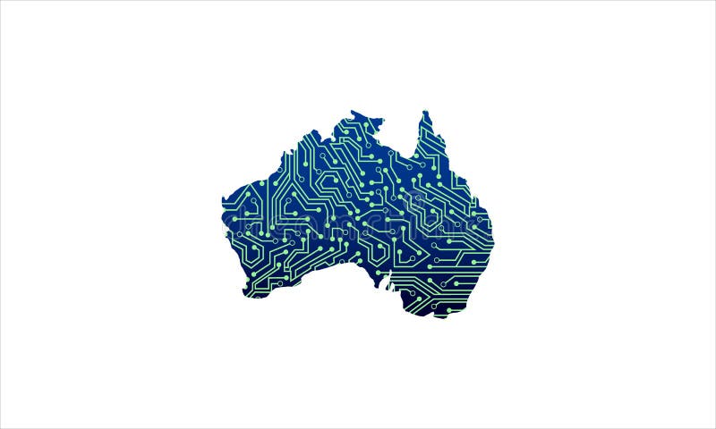 Australia Map Tech Digital Line Art Logo Vector Icon Design Stock ...