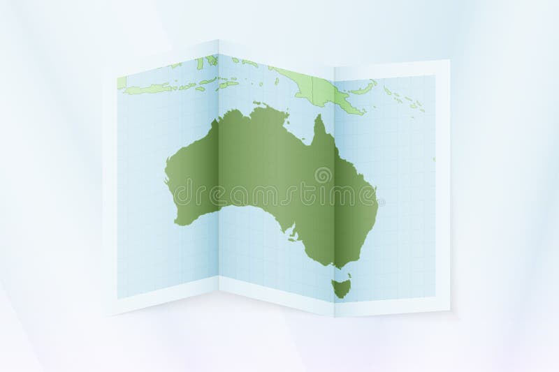 Australia Map, Folded Paper with Australia Map Stock Vector ...