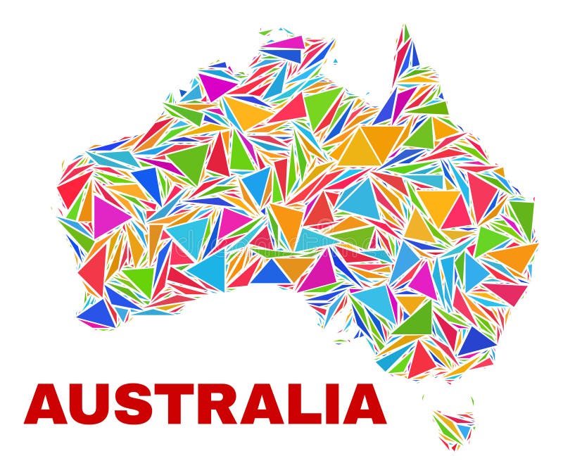Australia Map - Mosaic of Color Triangles Stock Vector - Illustration ...