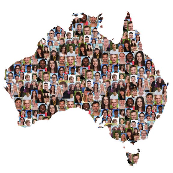 Australia Map Multicultural Group of Young People Integration Di Stock ...