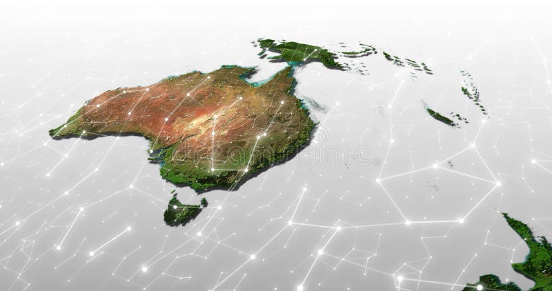 Australia, Map and Network with Grid for International or Global ...