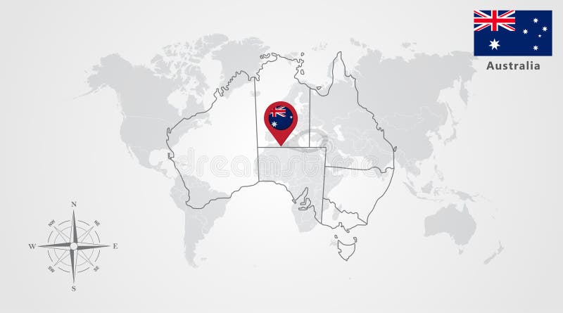 Australia Map Outline and Australia Flag Icon Design Stock Vector ...