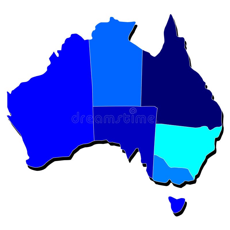 Australia Map Outline in Shades of Blue Stock Vector - Illustration of ...