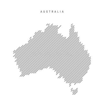 Australia Map from Pattern of Black Slanted Parallel Lines. Flat Vector ...