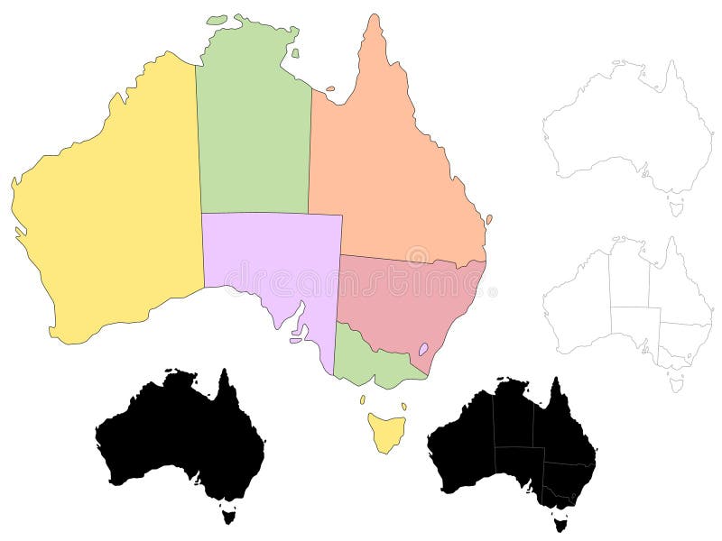 Australia Map Set Illustration, Isolated on White Background, Australia ...