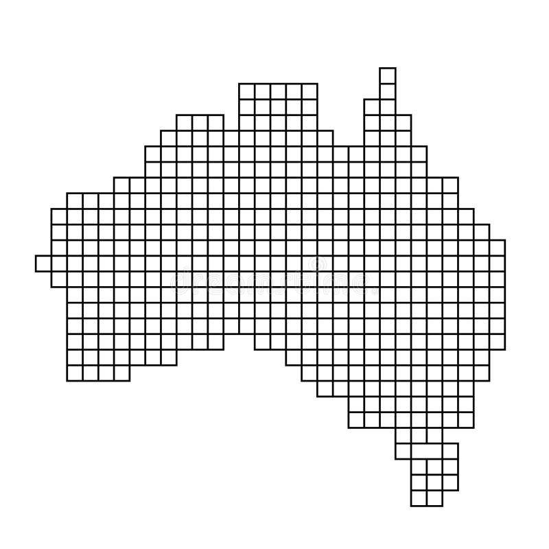 Australia Map Silhouette from Black Pattern Mosaic Structure of Squares ...