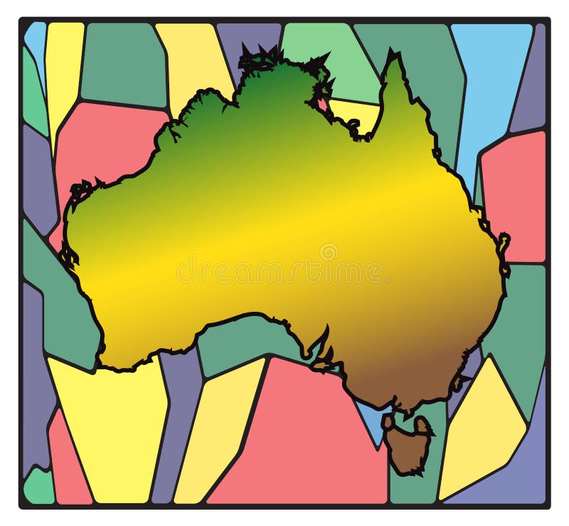 Australia Map Stained Glass Stock Illustration - Illustration of window ...