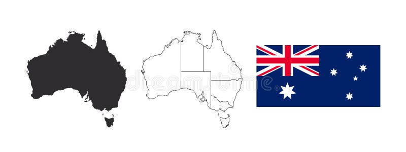 Australia Map. Australia States and Territories Map. Flag of Australia ...