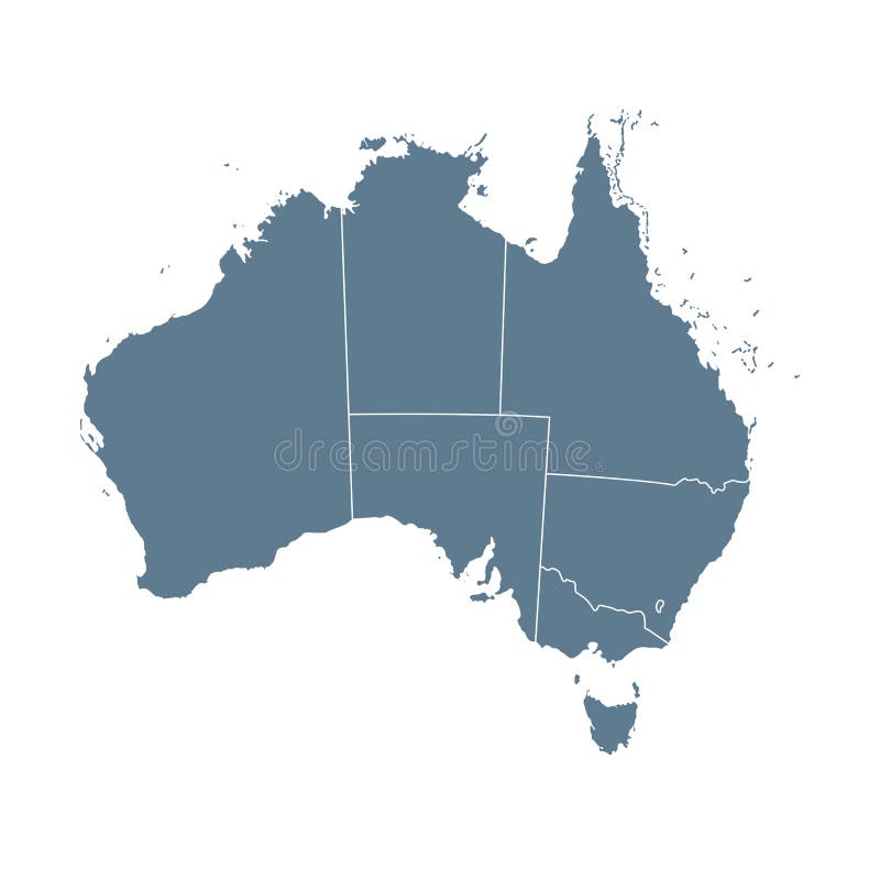 Australia Map - Vector Solid Contour and State Regions Stock ...